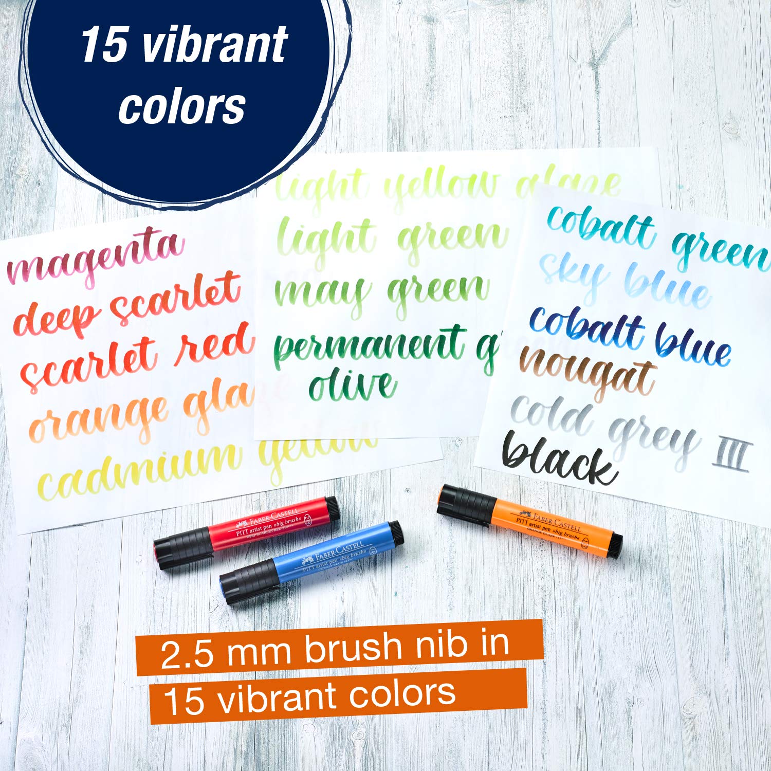 Faber Castell Pitt Artist Pen Stamper's Big Gift, 15 Piece Set, 15 Assorted Brush Markers, Count
