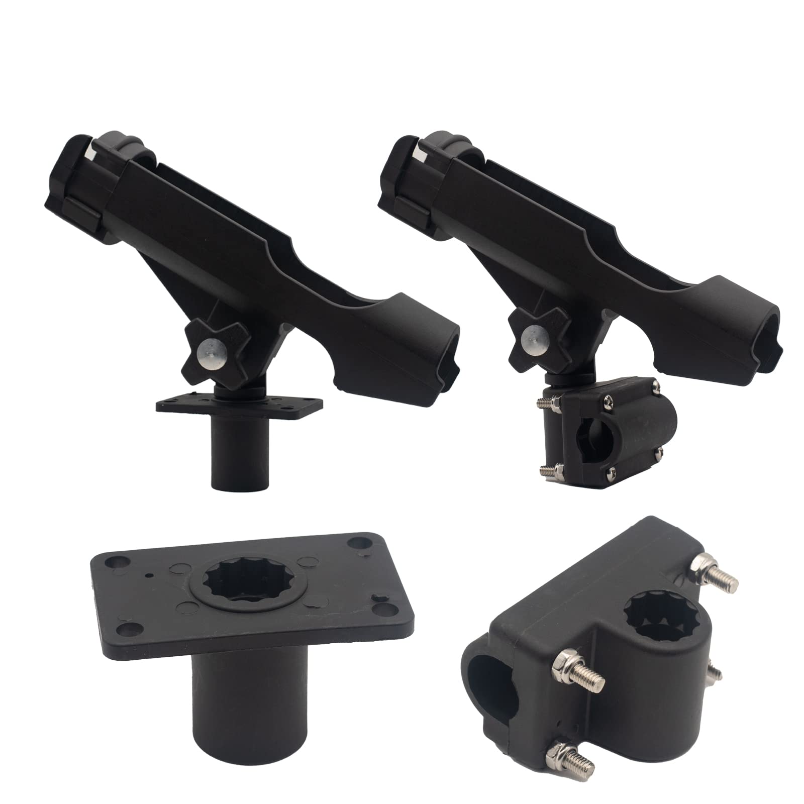 LINGUANG 2 Pack Kayak Canoe and Boats Fishing Rod Holder 360° Adjustable Swivel Side Mount Kits Tackle for Deck, Ground ,Wall , Rail Track