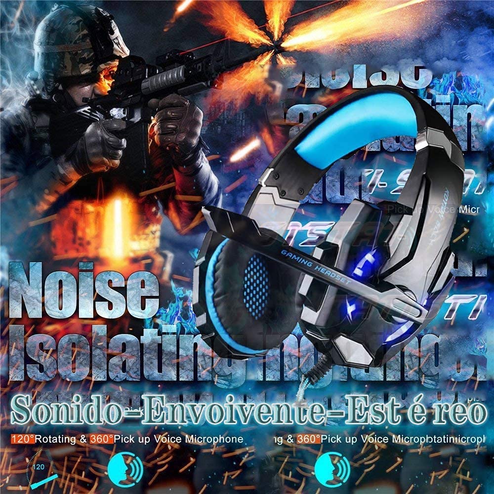 Gaming Headset for Xbox One Headset with Stereo Surround Sound,Gaming Headset with Mic & LED Light Noise Cancelling Gaming Headphones with Microphone Compatible for PC,PS5,Xbox One