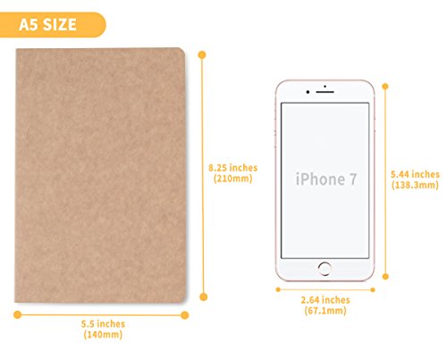 TWONE 15 Packs Kraft Notebook Ruled Pages Kraft Brown Cover Pocket Journal Notebooks for Traveler Diary Note-Taking Ruled 60 Pages/30 Sheets (5.5" x 8.25")