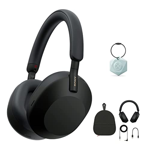 Sony WH-1000XM5 Wireless Noise Canceling Over-Ear Headphones (Black) Bundle with My Bluetooth Locator Keychain Finder (2 Items)
