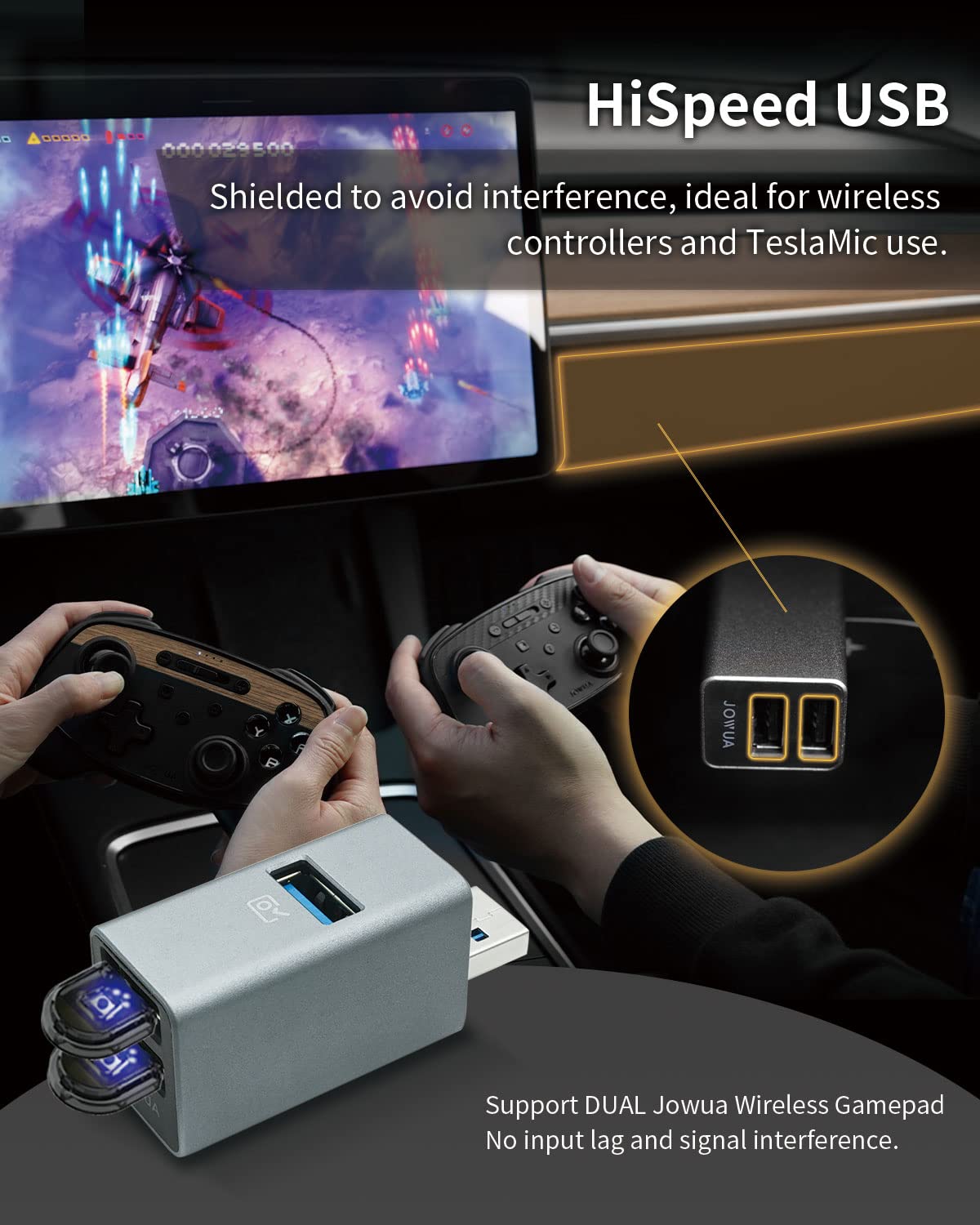 Jowua Tesla Model 3, Model Y, for glovebox use, 3 Port USB Dashcam Hub, one SuperSpeed USB, Two HiSpeed USB