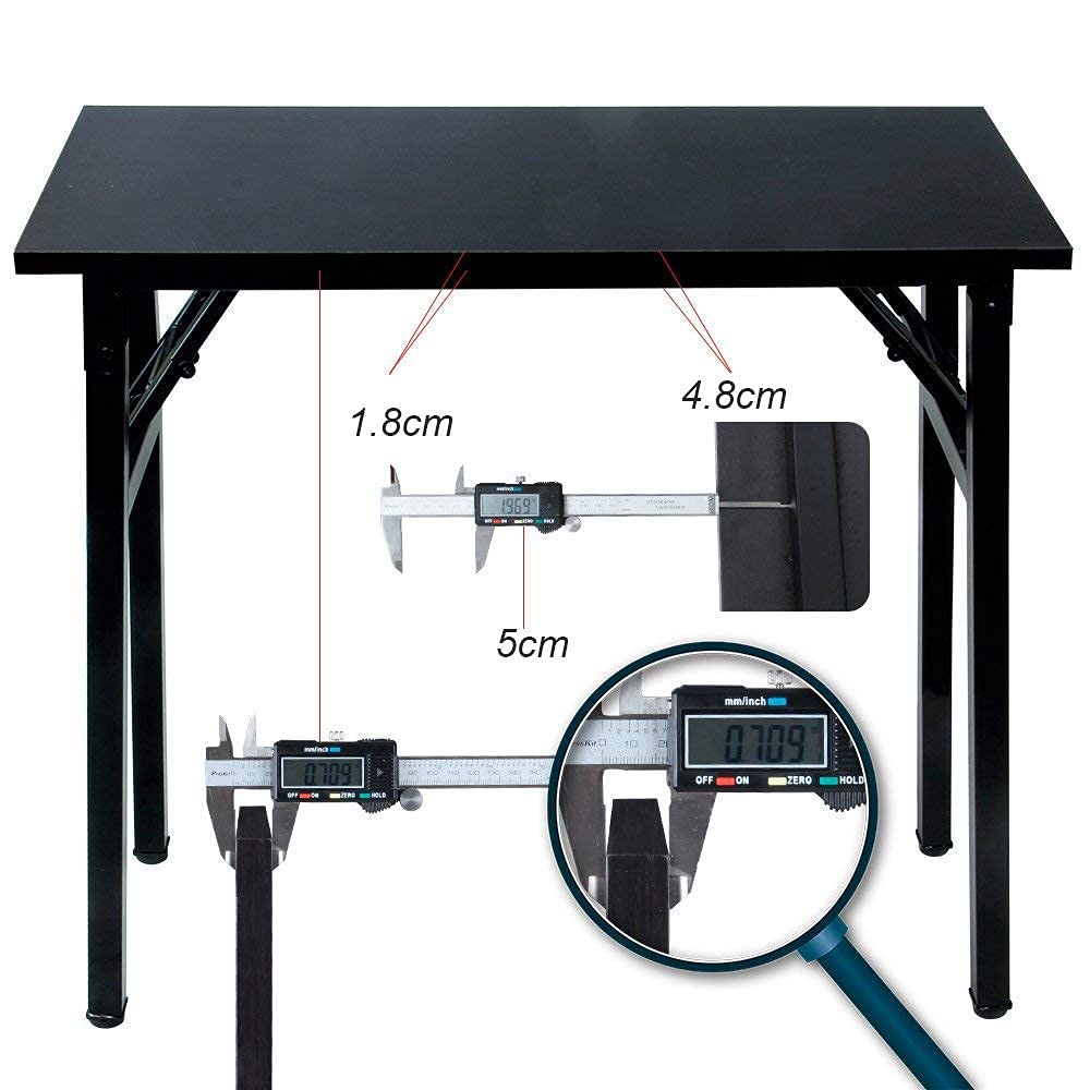 SDHYL Folding Desk, 60inch No Assembly Folding Desks for Small Spaces Sturdy Computer Desk, Functional Home Office Desks, Study Writing Desk Office Table Workstation for Home Office, Black
