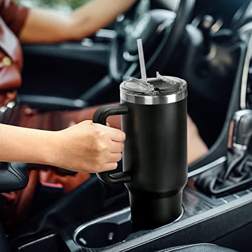 SOOZELEN 40oz Tumbler with Handle & Straw Lid, Insulated Travel Mug, Double Walled Keeps Drinks Cold & Heat for Long Time(Black)