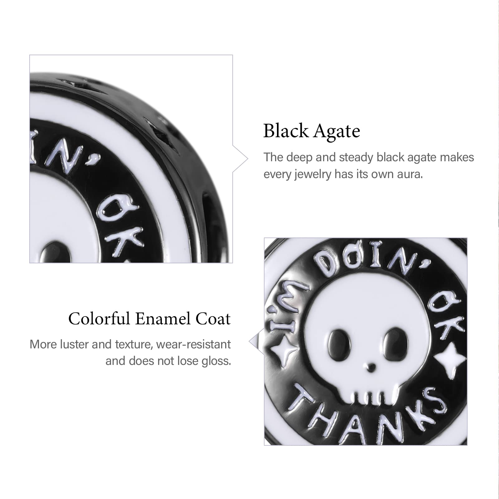 GNOCE Skull Charm Bead Sterling Silver Sad Ghost Club-Skelly Charms Fit Bracelet/Necklace Gift For Women Wife