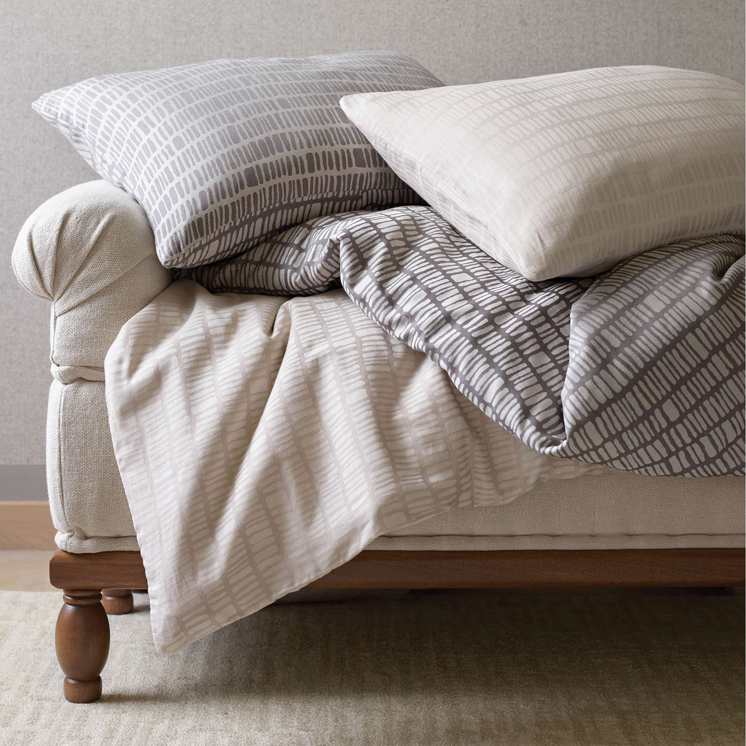 Pine Cone Hill Talus Granite Duvet Sham, Standard Size, Grey Graphic Pattern