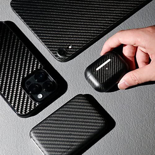 MONOCARBON Real Carbon Fiber Case for AirPods Pro 2nd Generation 2022 with Stripes Lanyard | Slim & Durable Cover for AirPods Pro 2 Accessories | Support Wireless Charging | Shock-Absorbing Protective