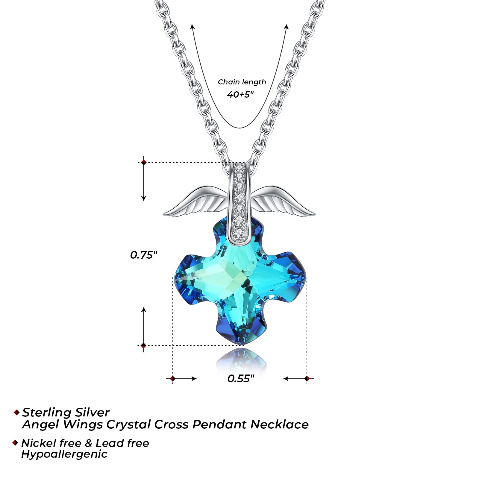 GUYOICHT 925 Sterling Silver Cubic Zirconia Cross Pendant Necklace for Women (style 7)