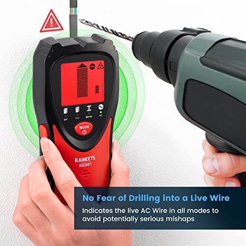 KAIWEETS Stud Finder Wall Scanner, 5 in 1 Electronic Stud Detector with Tricolor Backlight and Audio Alarm, Stud Sensor Beam Finders for the Center and Edge of Wood, AC Wire, Metal and Studs Detection