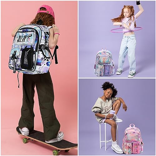 Robhomily 17 Inch Girls Backpack for Elementary School Multi Pocket Light Purple Backpack for Girls 8-10, Lightweight Kawaii Elementary School Backpack for Girls Waterproof