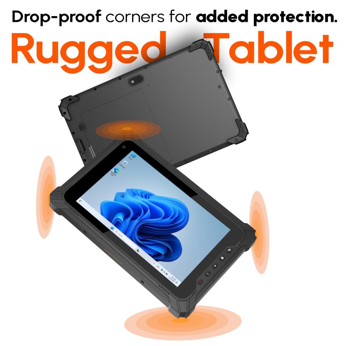 Rugged Windows Tablet with Barcode Scanner, 8" IP65 Enterprise Inventory Tablet Equip with N4680 Scan Engine 1D 2D Barcode Scanning, NFC Reader, 4G WiFi Pad Scanner with Charging Dock