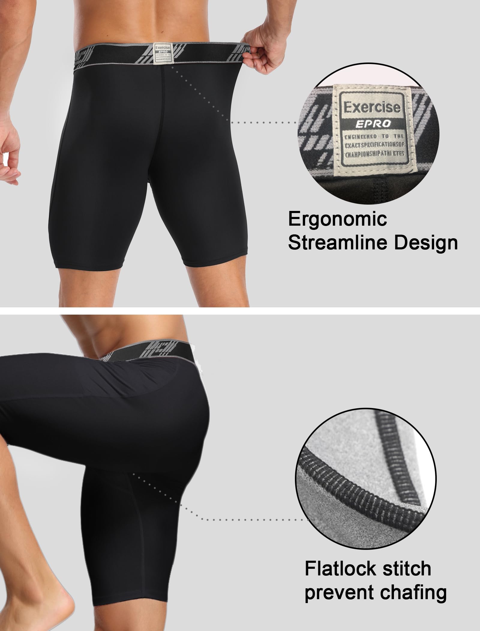 HOPLYNN 4 Pack Compression Shorts Men,Compression Underwear for Men Spandex Sport Shorts Athletic Workout Running Performance Baselayer Shorts Black Medium