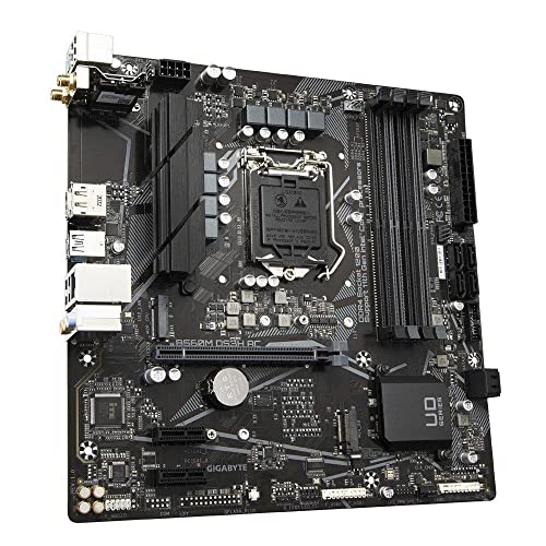 GIGABYTE B560M DS3H AC (LGA 1200/ Intel/ B560/ Micro-ATX/Dual M.2/ PCIe 4.0/ USB 3.2 Gen1/ GbE LAN/Motherboard)