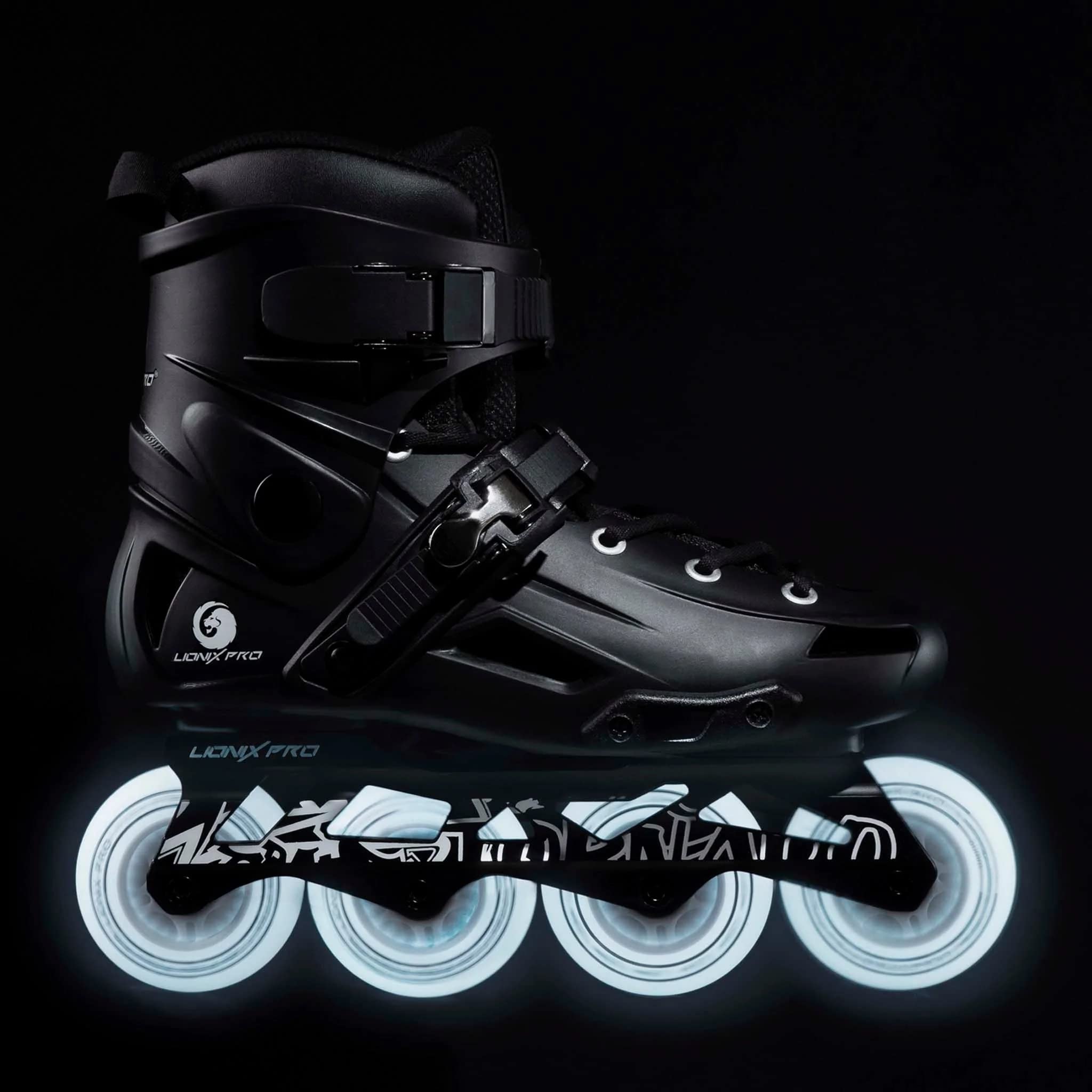 Lionix Pro NEBULAR, 4 Pack Inline Skate LED Light Up Wheels Pink/Green/White, Hardness 82A, 100 mm, for Girls, Boys, Women, Men, Inline Skates, Scooter.