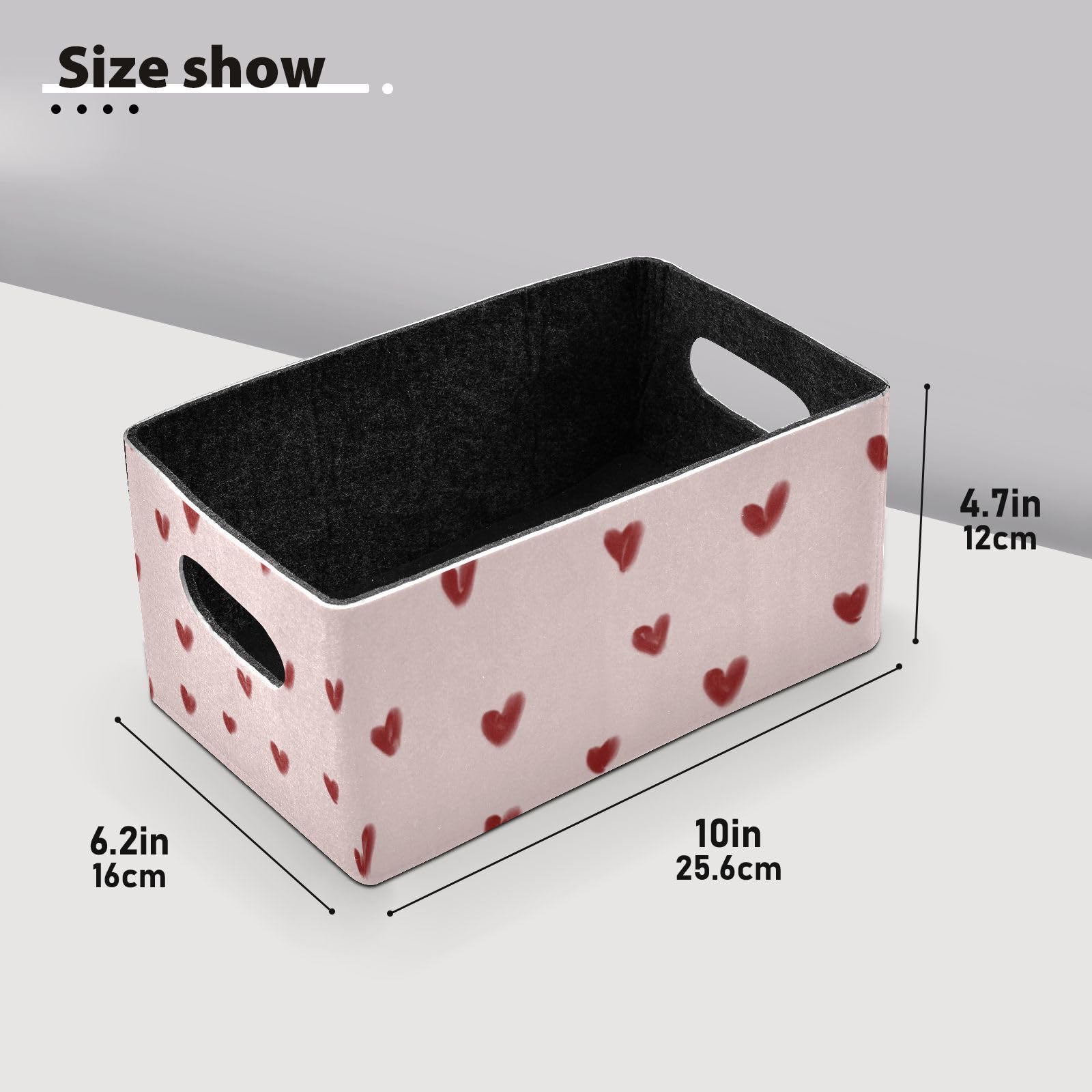 Storage Basket Toy Baskets Hearts Pastel Pink Red Valentines Day Foldable Fabric Storage Bin Rectangle Organiser for Office, Bedroom, Laundry, Living Room,Set 2…