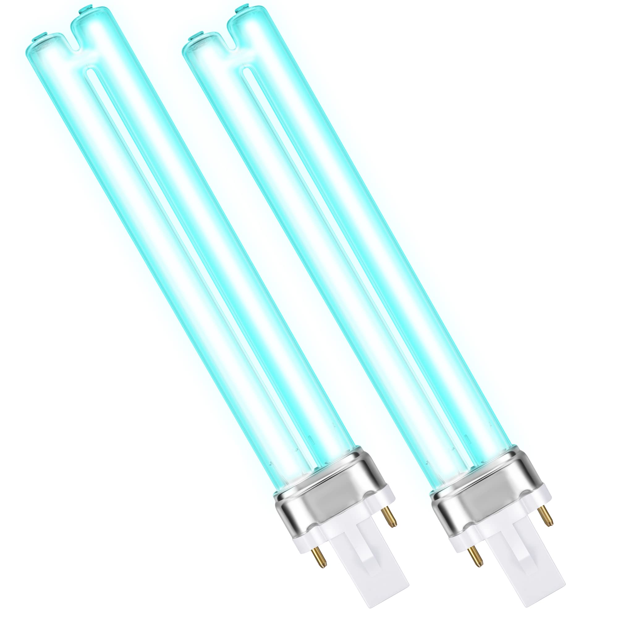 Kittmip 2 Pcs Air Purifier UV Bulb for HVAC Air Condition Duct, UVC G23 2 Pin Base Replacement Light Bulb for D200, R18, R18D R2000 Induct Air Purifier Whole House UV Light (9W)