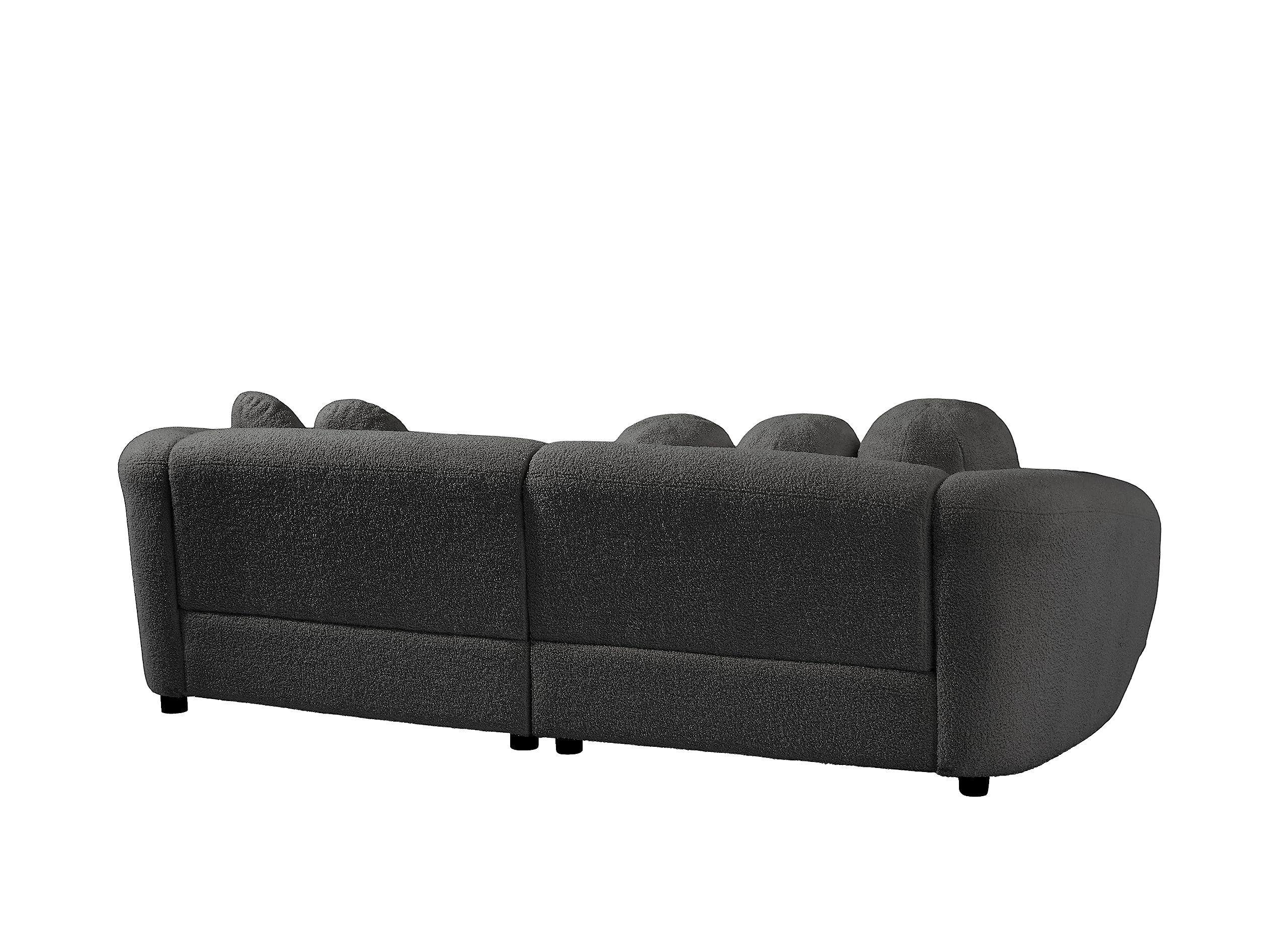Modern Cloud Curved Sofa Comfy Boucle Couch, Luxury 3-Seat Teddy Fabric Upholstered Leisure Deap Seat Sectional Sofá with 5 Decorative Throw Pillows for Living Room