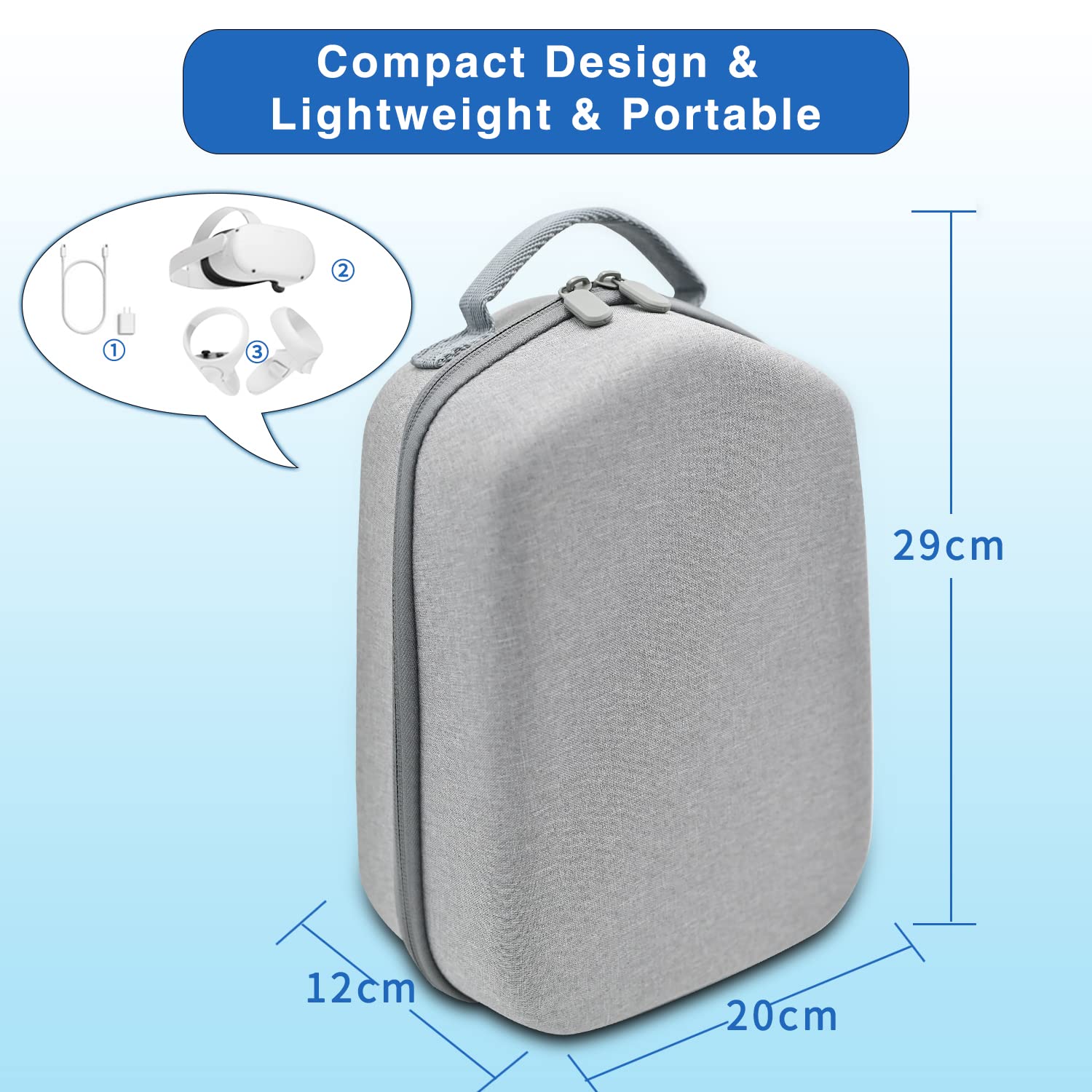 LIONTELO Quest 2 Carrying Case,Hard Protective Travel Case for Quest 2 & Other Accessories,VR Headset Lightweight All-in-One Carrying Bag