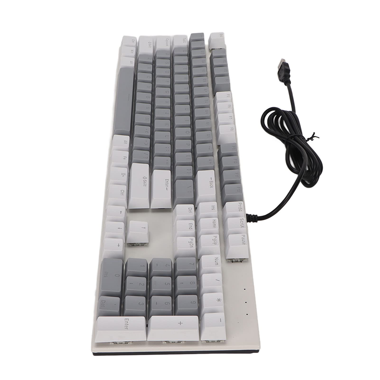 LBEC High Mechanical Gaming Keyboard Aluminum Alloy ABS 104 Keys Blue Switch RGB Durable Ergonomic Mechanical Keyboard for Office Game Room (White Gray)