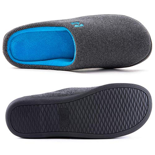 RockDove Men's Original Two-Tone Memory Foam Slipper, Size 5-6 US Men, Dark Grey/Blue