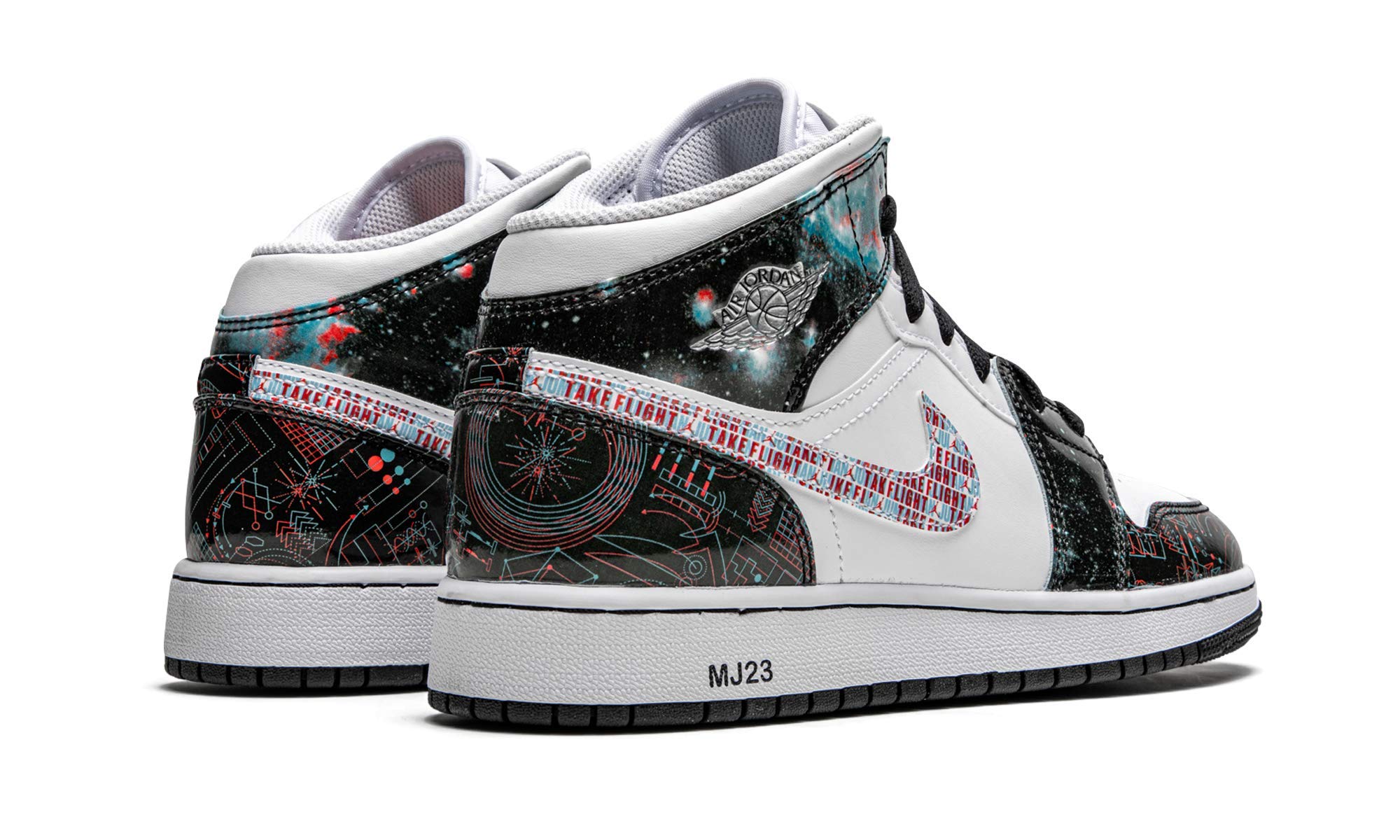 Nike Youth Air Jordan 1 Mid Se GS, White/Bright Crimson-blue Hero, 4 Big Kid