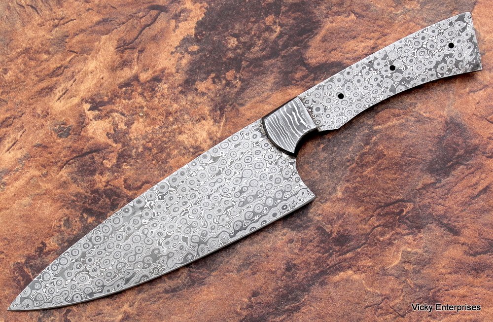 JNR Traders Damascus Steel Chef Knife Blank Blade Knife Making Material Diy 10.5" Handmade Full Tang Thin Ultra-Sharp Professional Kitchen Knife Blade Blank 9045Rd