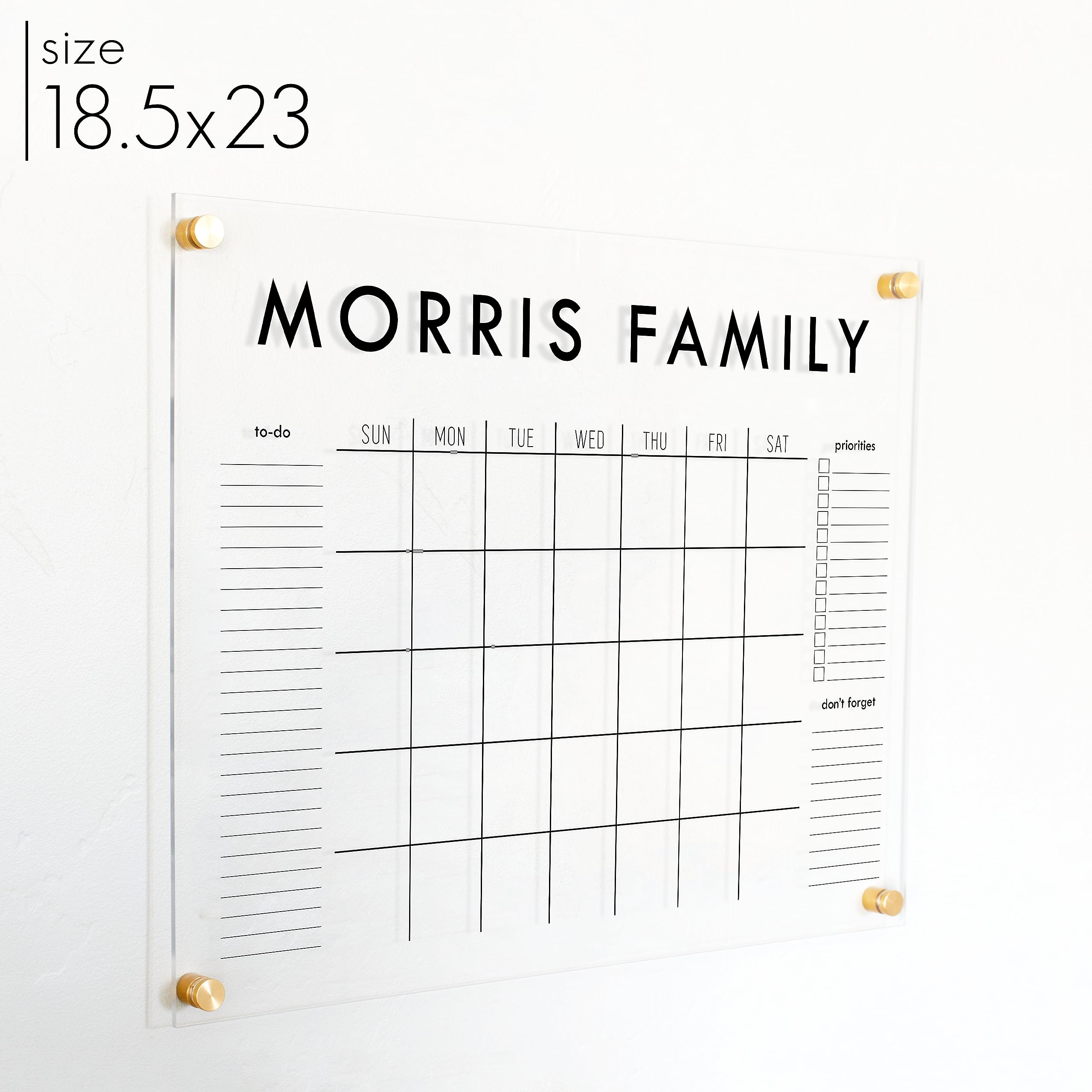 Large Acrylic Calendar, Dry Erase Monthly Acrylic Calendar, Dry Erase Wall Calendar