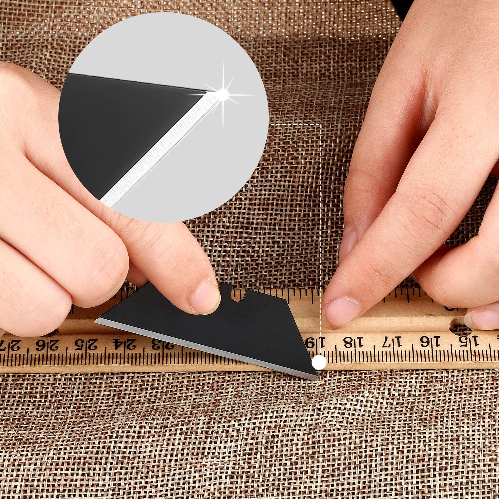 Minatee Utility Knife Blades SK2 High-Carbon Steel Nice Tempered Fixed Blade Knife with Hard Plastic Box, Standard Size Durable Knife Blades for Most of the Standard Utility Knives (40 Pieces)