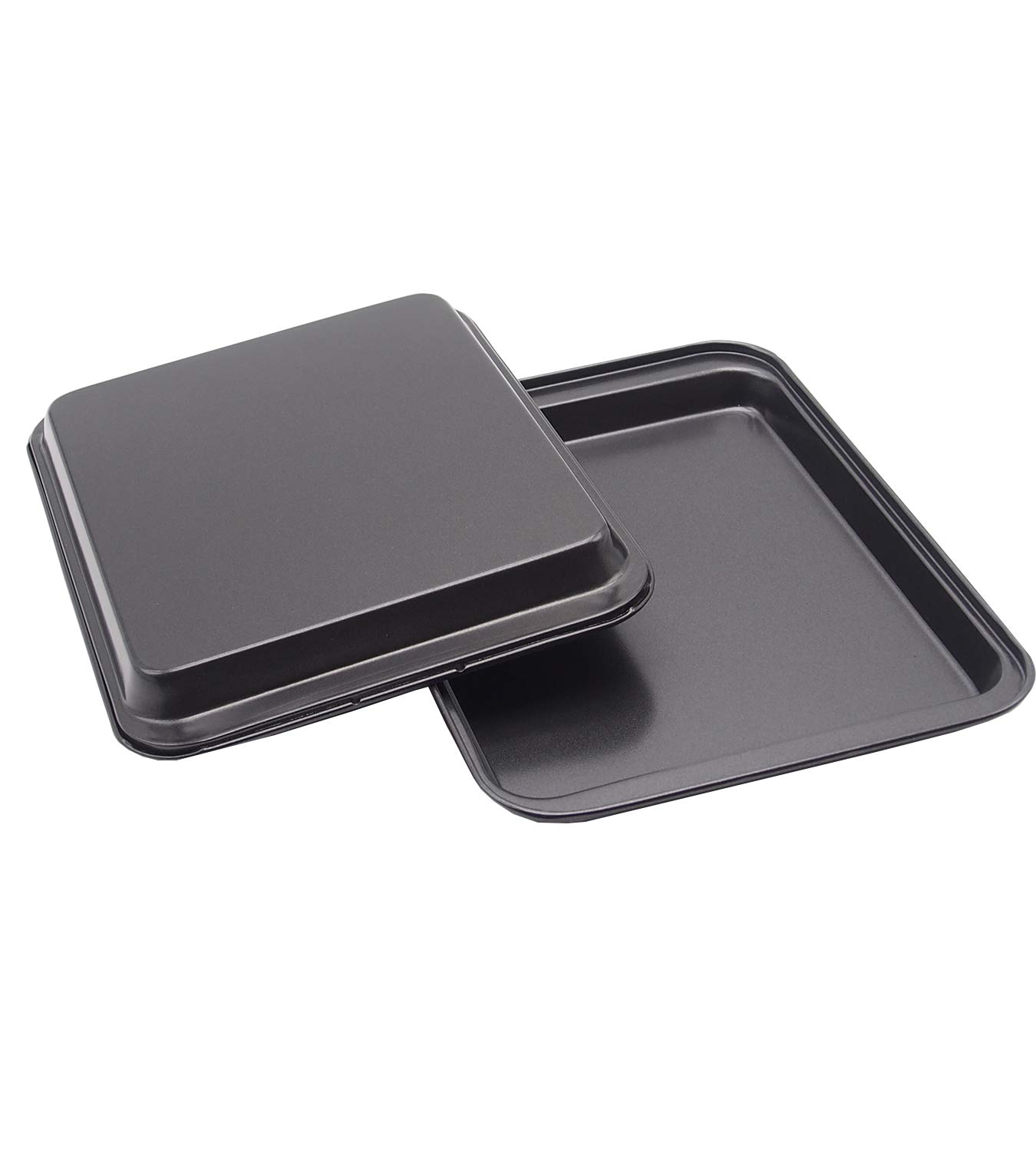 HYTK 2 Small Baking Sheets 9.45 X 7.09 Inch (Inner 7.5x6) Mini Cookie Tray Toaster Conventional Oven Pan Nonstick No Warp Magnetic Bakeware for 1 or 2 Person