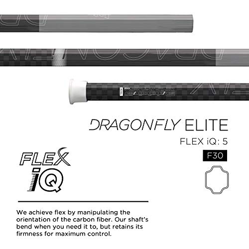 Epoch Dragonfly Elite Lacrosse Shaft for Faceoff/Attack/Midfield, 30", Mid-Flex iQ5, F30, Carbon Black