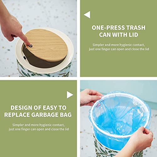 Small Trash Can with Lid for Bathroom Kitchen Office Diaper Seamless ethnic Japanese ornament elements Folk flowers leaves for Bedroom Garbage Trash Bin Dog Proof Waste Basket Cute Decorative