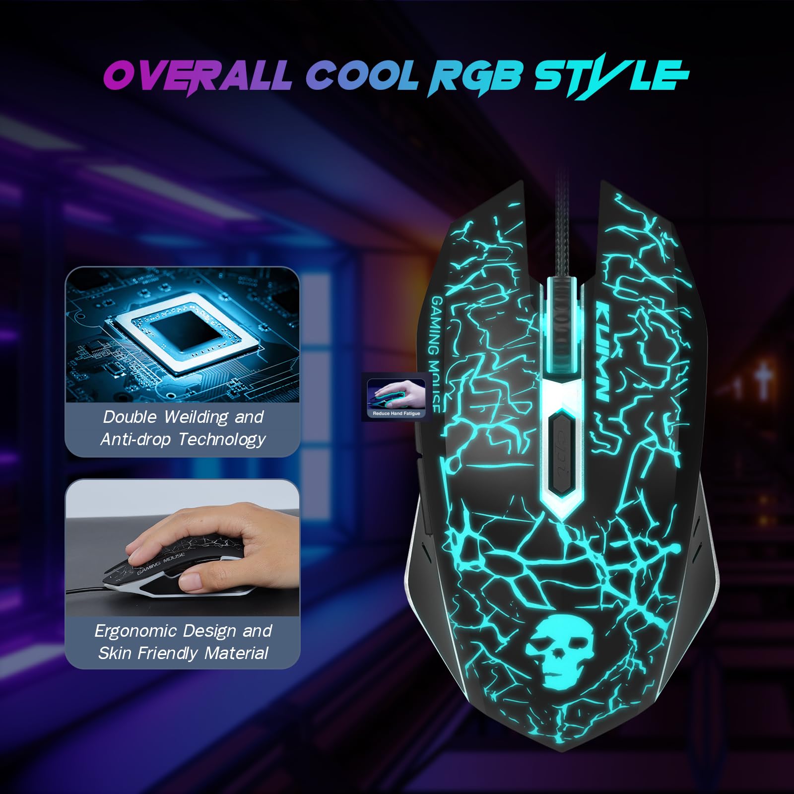 Gaming Keyboard and Mouse Headset and Mouse pad,Wired LED Rainbow Backlight Bundle PC Accessories Headphones for Gamers and Xbox and PS4 PS5 Nintendo Switch Users-4in1 Gaming Set