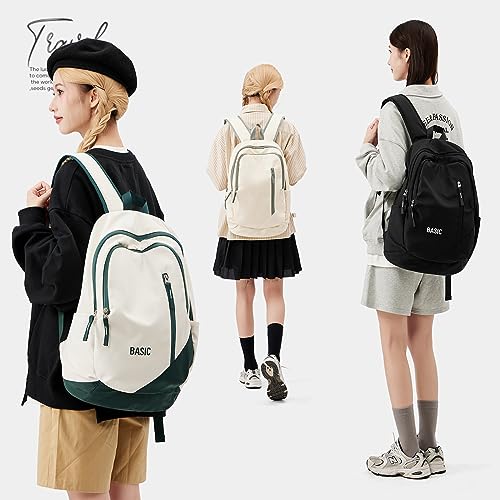 weradar Black Backpack For High School Women,Waterproof Middle School bag For Teen Girls Boys,Casual Daypack Bookbag Lightweight College Backpack For Men
