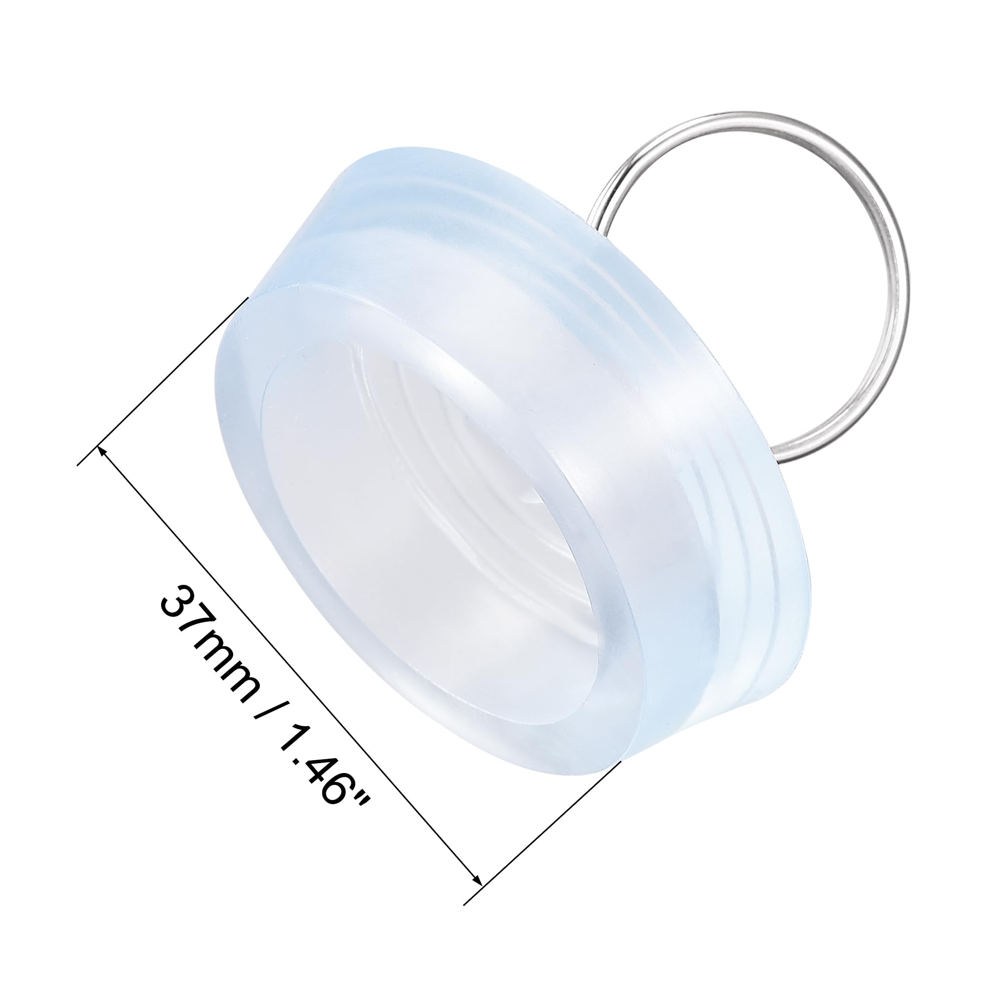 uxcell Rubber Sink Plug, Drain Stopper Clear Blue Fit 38-40mm with Hanging Ring for Bathtub Kitchen and Bathroom 2 Pcs
