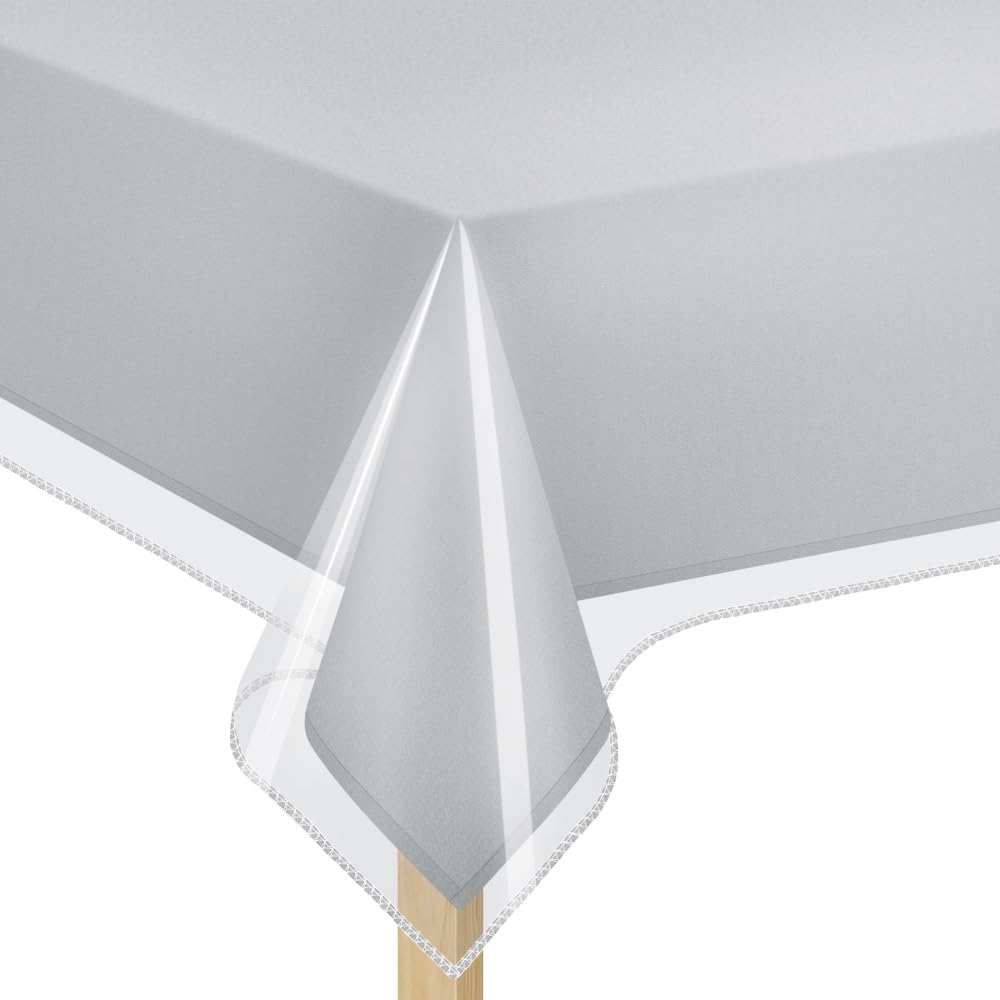 Elaine Karen Clear Plastic Tablecloth 100% Waterproof Table Protector Crystal clear plastic cover for dining table Heavy Duty Vinyl, 60" x 108" Rectangle