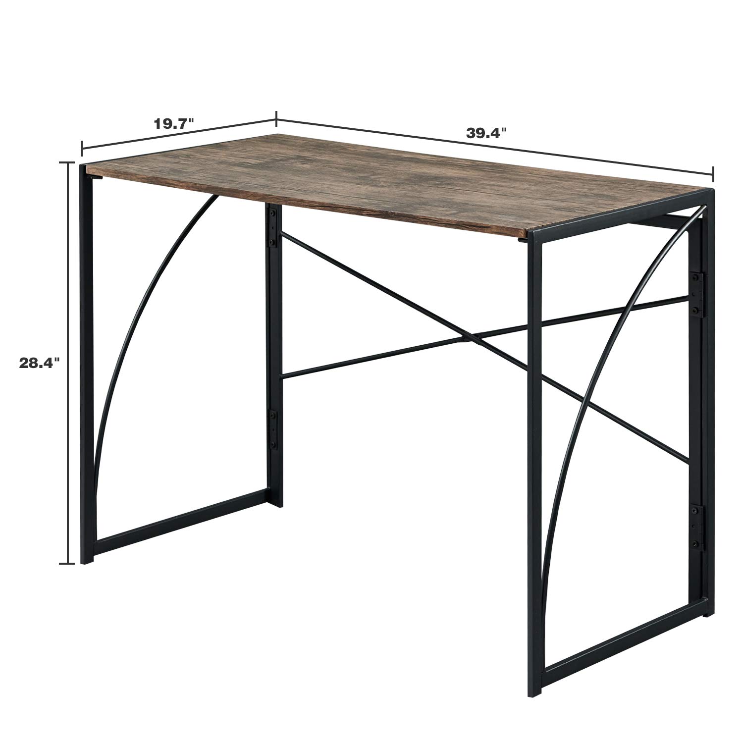 Folding Desk Computer Gaming Desk 40” No Assembly Laptop Desk Small Kids Writing Desk for Home Office Portable Wood Student Study PC Table Modern Space Saving School Work Desk for Bedroom, Brown
