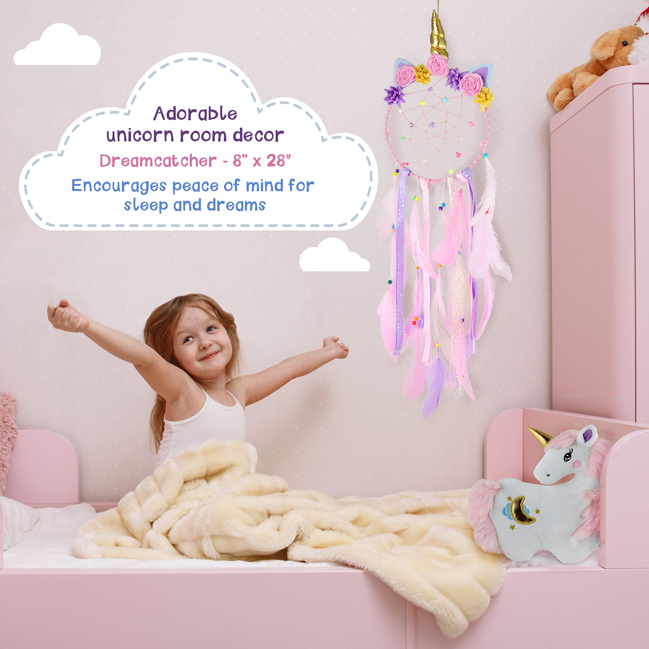 Tickle & Main Follow Your Dreams Unicorn Pillow Gift Set, Unicorn Plush, Dream Catcher for Girls Ages 4-9 Years