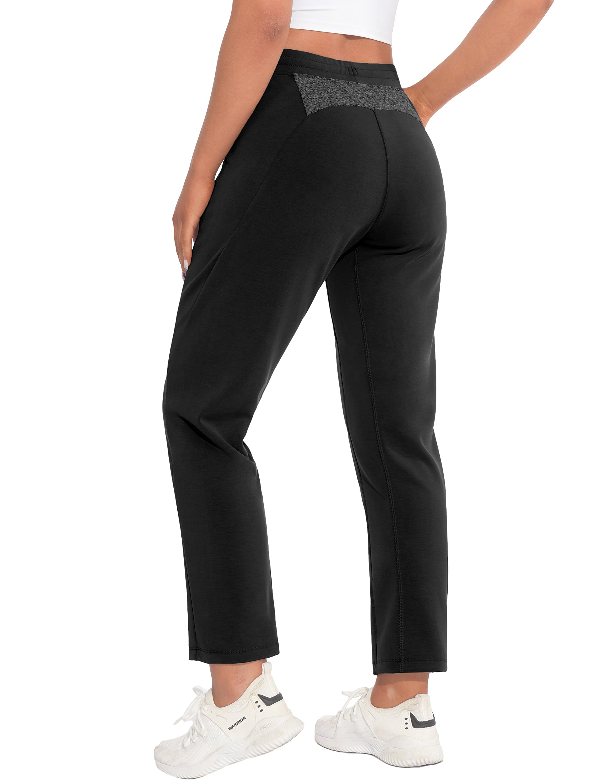 Little Donkey Andy Women's Ultra-Stretch Ankle Pants Quick-Dry Breathable for Running Travel Golf Black XL