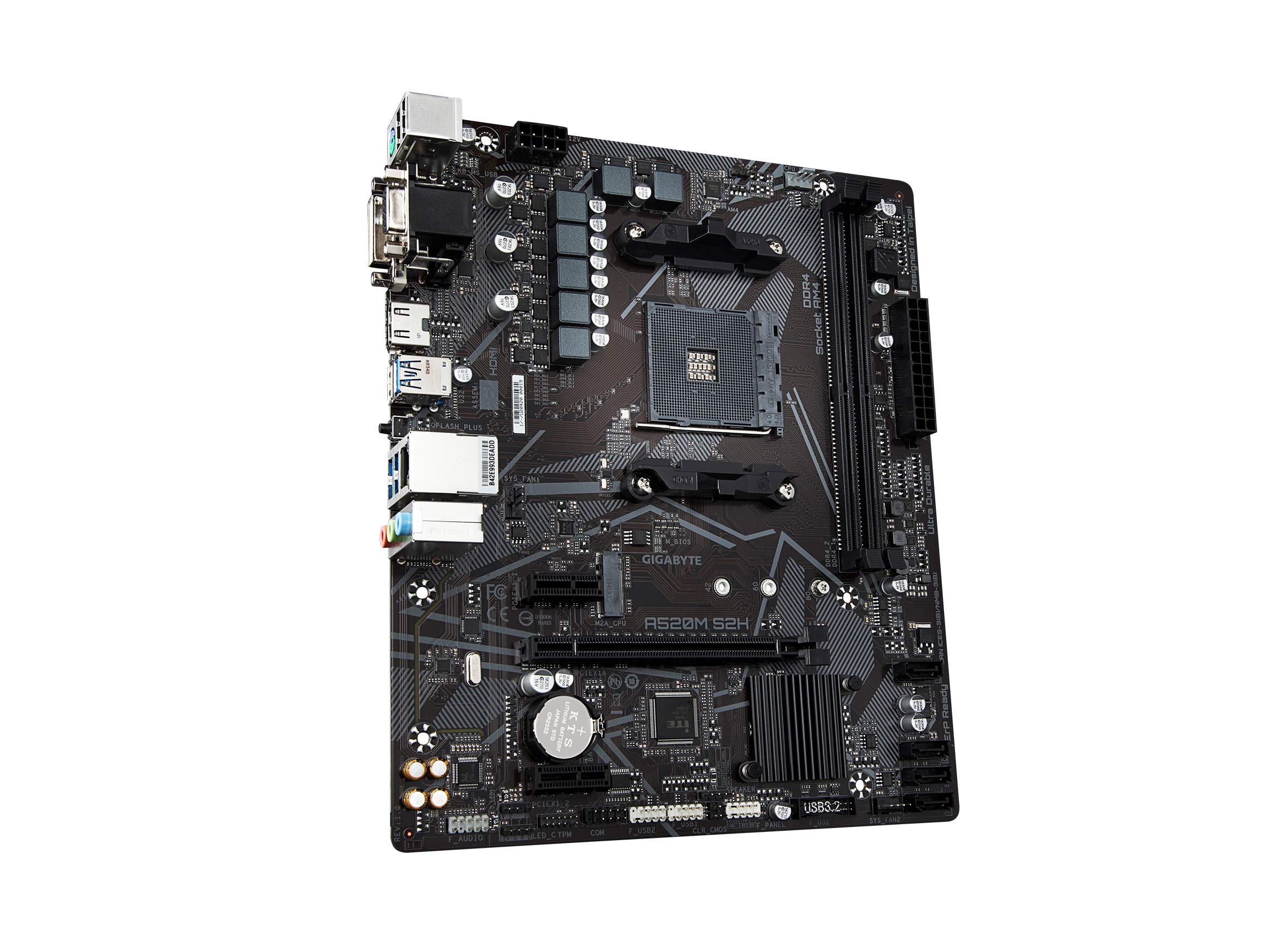 Gigabyte A520M S2H (AMD Ryzen AM4/MicroATX/4+3 Phases Digital PWM/Gigabyte Gaming GbE LAN/NVMe PCIe 3.0 x4 M.2/3 Display Interfaces/Q-Flash Plus/RGB Fusion 2.0/Motherboard)