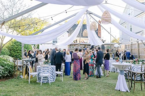 White Ceiling Drape for Wedding 5ft x 30ft Chiffon Arch Sheer Backdrop Curtain for Ceremony Reception Swag Parties Decorations