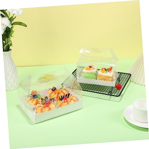 ULTECHNOVO 10pcs Box Mini Dessert Containers Clear Cake Box Plastic Dessert Containers Cupcake Carrier Cupcake Boxes Mini Cake Boxes for Cake Portions Bakery Box Dessert Storage Box Paper Cup