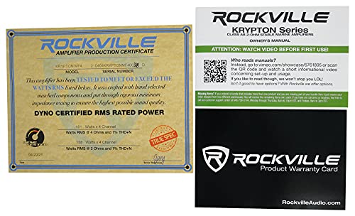 Rockville Krypton MF4 2400w Peak / 600w RMS 4 Channel Marine Amplifier Boat Amp