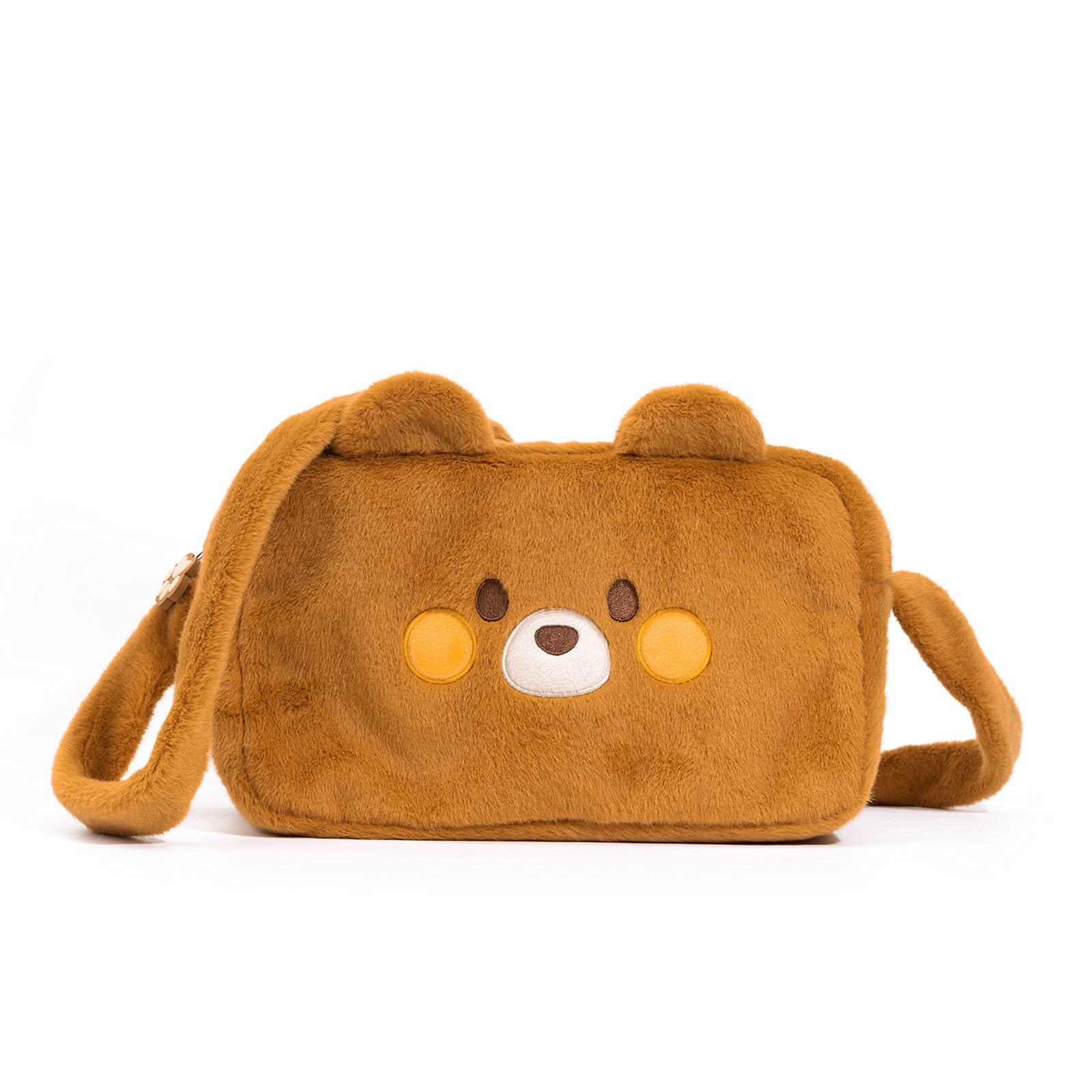 GeekShare Cute Plush Bear Bag, Large Cartoon Crossbody Shoulder Bag Carrying Case Compatible with Nintendo Switch/Switch OLED, AC Adapte, Handphone, Earphone Case and Other Accessories