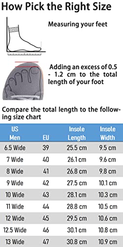 WHITIN Men's Trail Running Shoes Minimalist Barefoot Sneakers Extra Wide Width Toe Box Size 9W Gym Fitness Low Zero Drop Minimus Flat Comfort Black 42