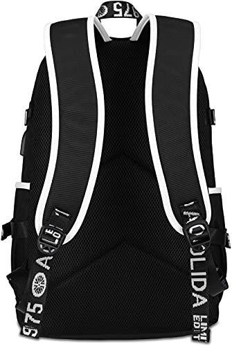 Roffatide Anime One Piece Laptop Backpack with USB Charging Port & Headphone Port Roronoa Zoro Rucksack with Printed Backpack for Men Women Graphic Travel Backpack