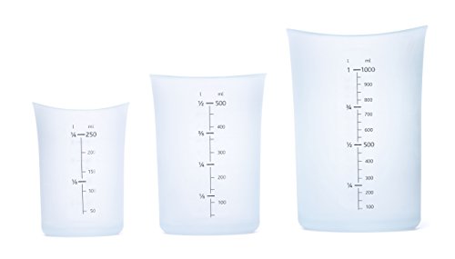iSi Basics Measuring Set of 3 Silicone Flexible Measuring Cup, Translucent
