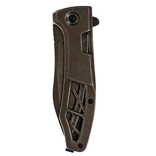 Kershaw Boilermaker Pocketknife; 3.3-inch 8Cr13MoV Stainless Steel Blade, SpeedSafeĀ® Assisted Open, Brown PVD Coating with Stonewashed Finish, Frame Lock, Every Day Carry (3475), Black