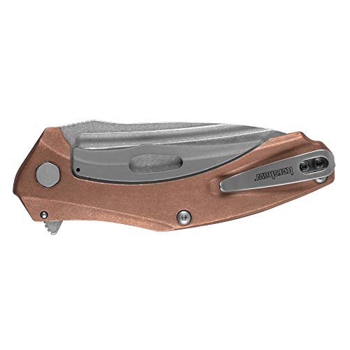 Kershaw Copper Natrix Pocket Knife; 3.25 in. D2 Corrosion Resistant Steel; Heavy Stonewashed Copper Handle, KVT Ball Bearing Opening (7007CU)