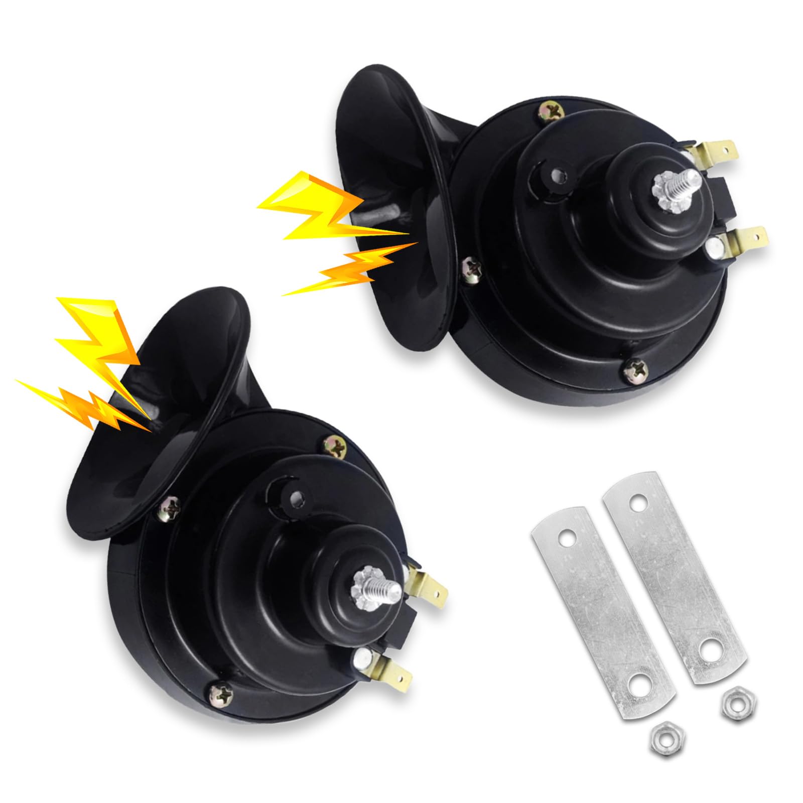 Fogfar 2 PCS Car Snail Horn, Waterproof Shockproof Ultra-loud Tweeter, Honk Double-tone Modified Horn, Universal Air Horn Replacement Kit for Most Car Motorcycles (Black)