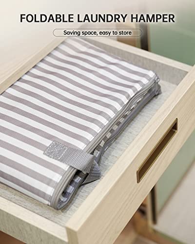 MULISOFT 90L Laundry Hamper with Handles & Zipper, Collapsible Large Laundry Basket, Foldable Clothes Hamper for Laundry, Dorm, Nursery, Bedroom, Travel, Storage for Toys, Blankets, Clothes, Grey